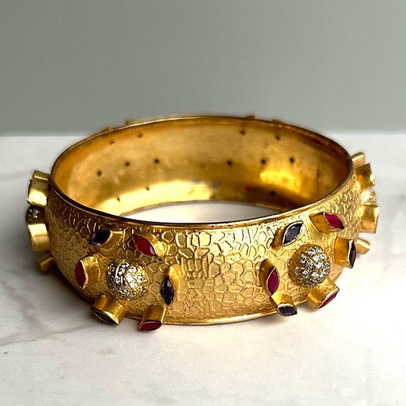 Jewelry | Vintage Gold Bangle Bracelet Multi Color | Poshmark